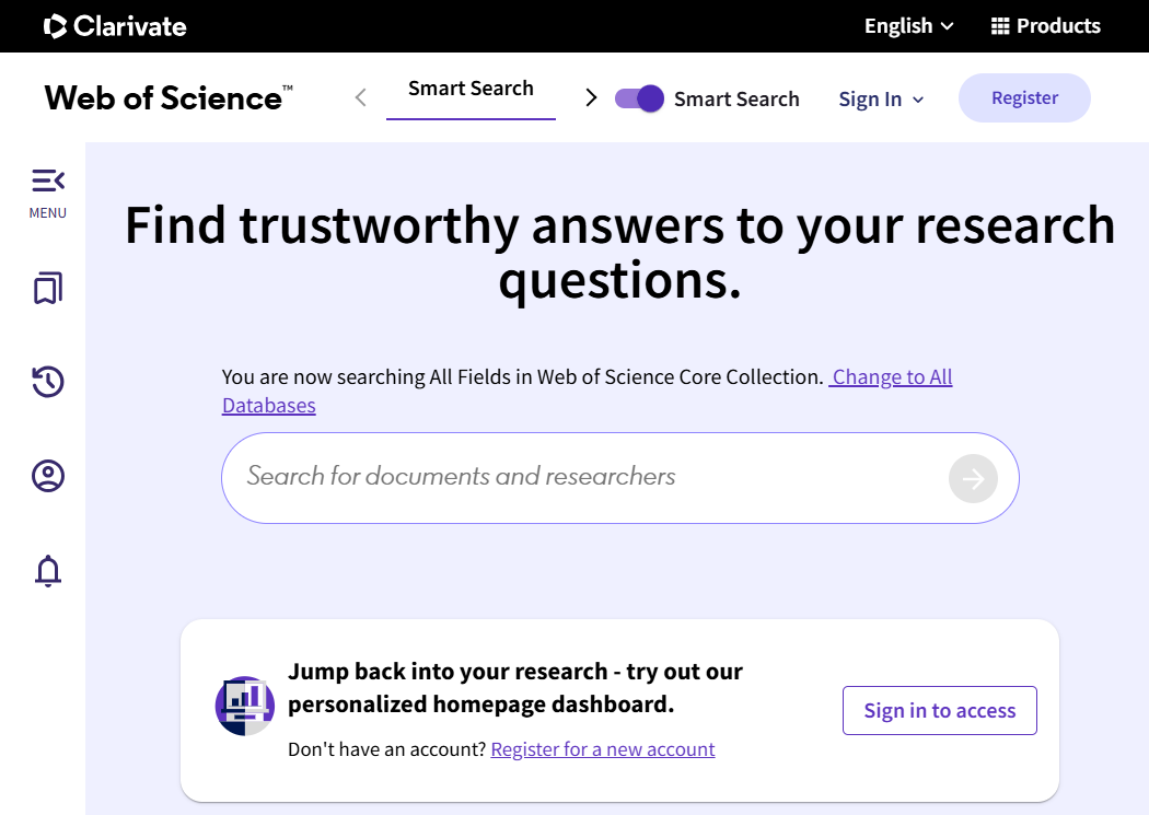 Switching off Web of Science Core Collection's Smart Search tool ...